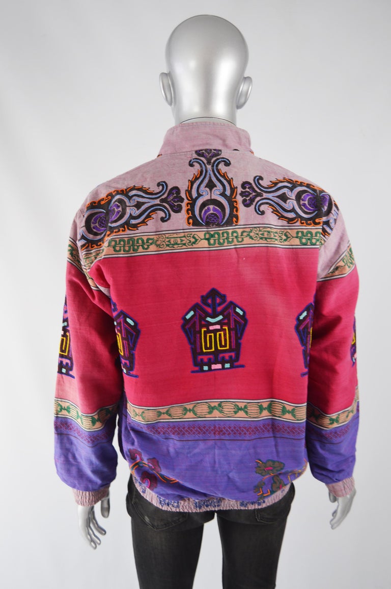Vintage Men's Hand Made in Nepal Embroidered Bomber Jacket at 1stDibs ...