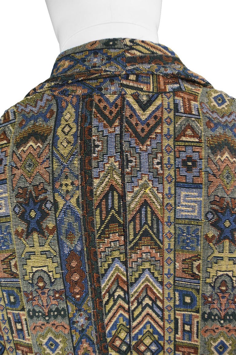 Vintage Men's Indian Hand Loomed Woven Tapestry Patterned Jacket, 1980s ...