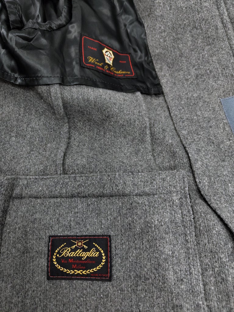 Vintage Mens Italian Wool and Cashmere Grey Knit Overcoat Covert Coat ...