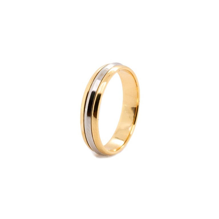 Vintage Men's Solid 18K Yellow Gold With Platinum Wedding Band For Sale ...