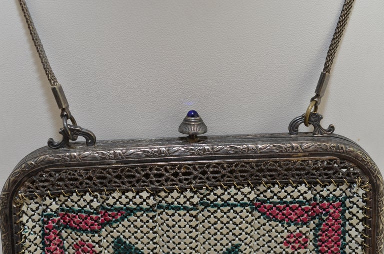Vintage Mesh Purse with Rose Motif at 1stDibs