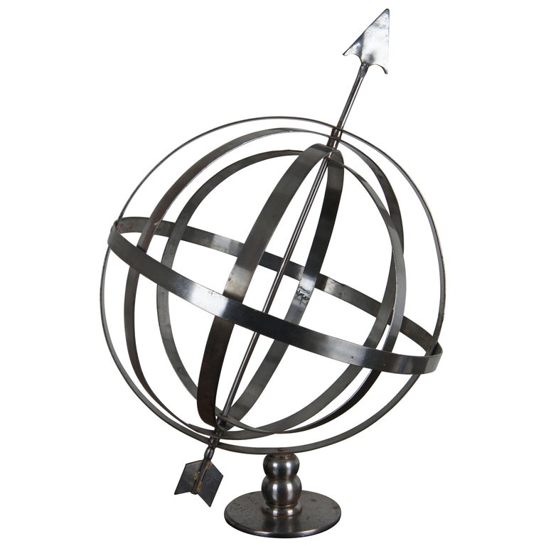 Vintage Metal Armillary Globe Sphere with Arrow Celestial Sculpture ...