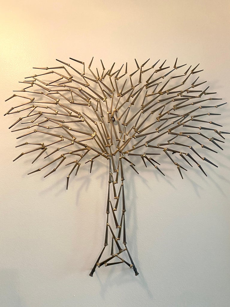 Vintage Metal Art Tree of Life Wall Sculpture For Sale at 1stDibs