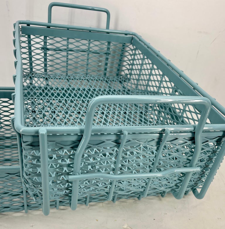 Vintage Metal Bin Powder Coated Turquoise, Industrial Era For Sale at ...