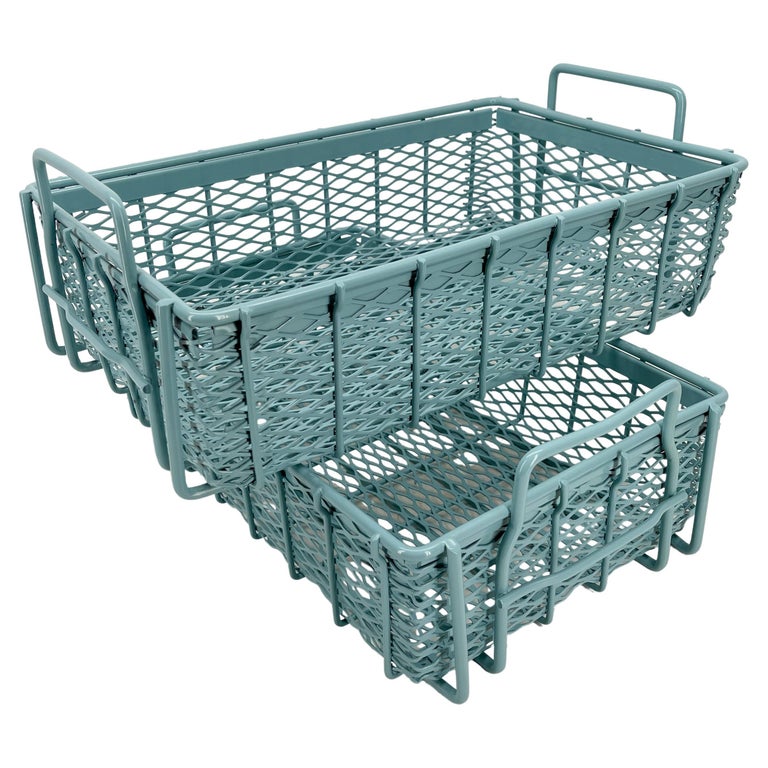 Vintage Metal Bin Powder Coated Turquoise, Industrial Era For Sale at ...