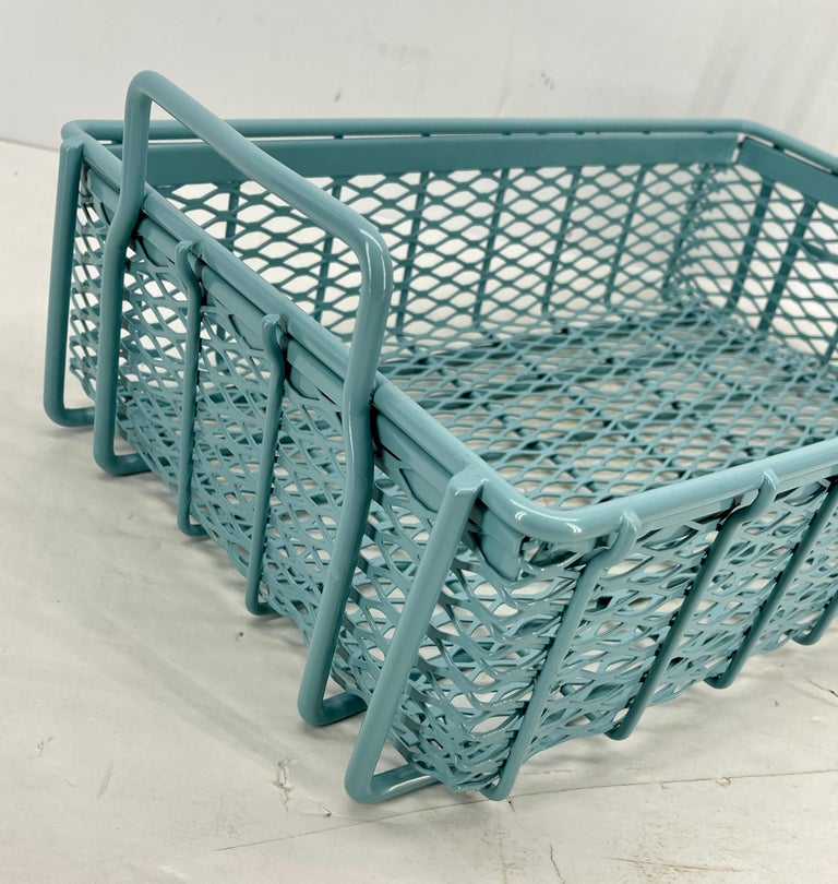 Vintage Metal Bin Powder Coated Turquoise, Industrial Era For Sale at ...