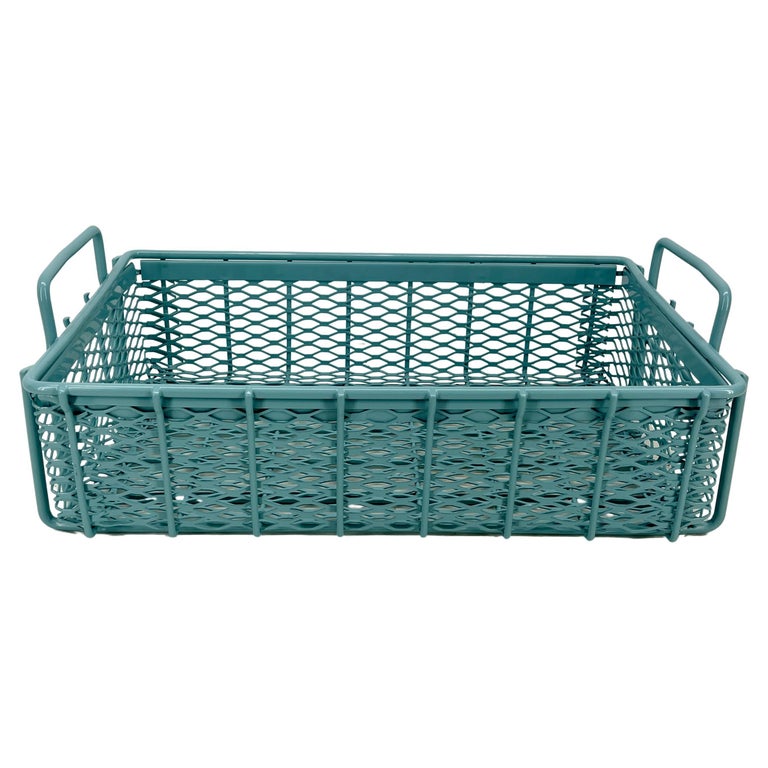Vintage Metal Bin Powder Coated Turquoise, Industrial Era For Sale at ...