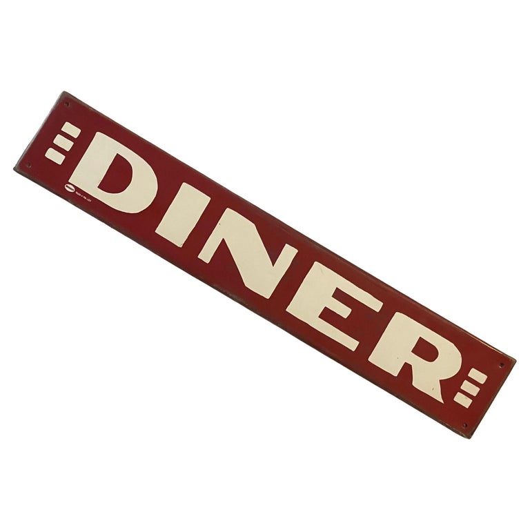 Vintage Metal "Diner" Sign by Mummert For Sale at 1stDibs