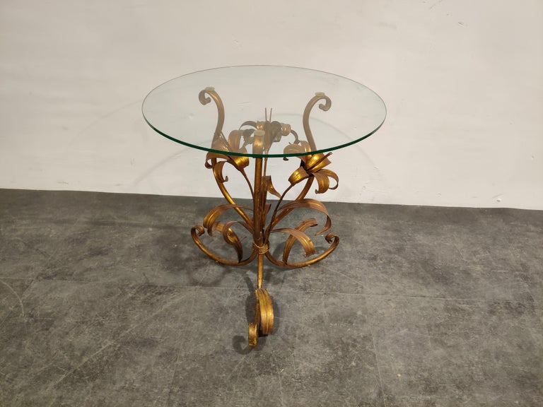 Vintage Metal Flower Side Table, Italy, 1960s at 1stDibs