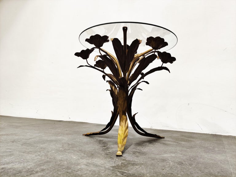 Vintage Metal Flower Side Table, Italy, 1960s at 1stDibs