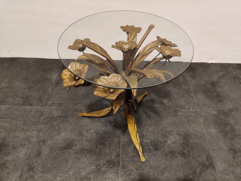 Vintage Metal Flower Side Table, Italy, 1960s at 1stDibs