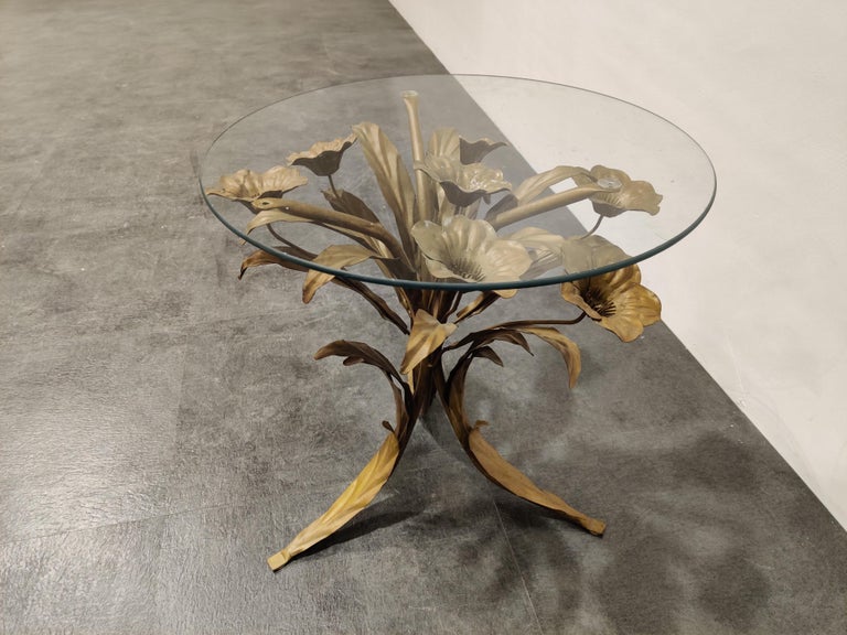 Vintage Metal Flower Side Table, Italy, 1960s at 1stDibs