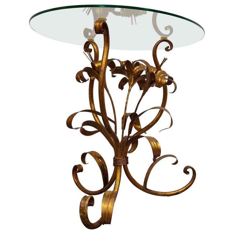 Vintage Metal Flower Side Table, Italy, 1960s at 1stDibs