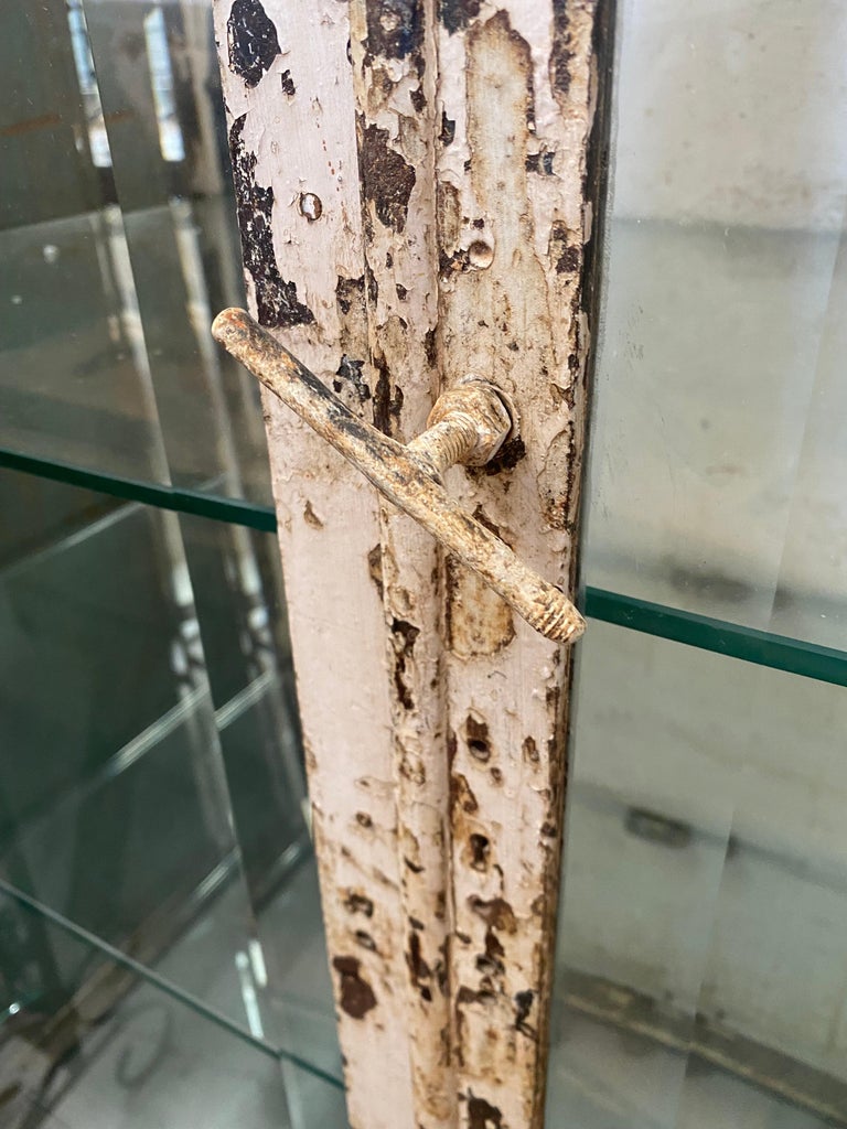 Vintage Metal Frame Glass Display Cabinet For Sale at 1stDibs