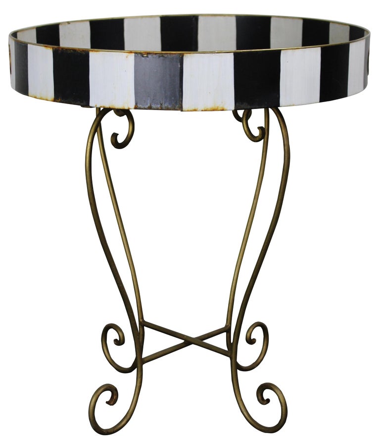 Vintage Metal Hand Painted Folk Art Mackenzie Style Tole Tray Table For ...