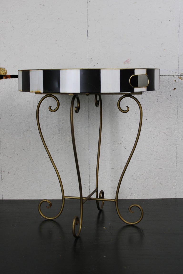 Vintage Metal Hand Painted Folk Art Mackenzie Style Tole Tray Table For ...