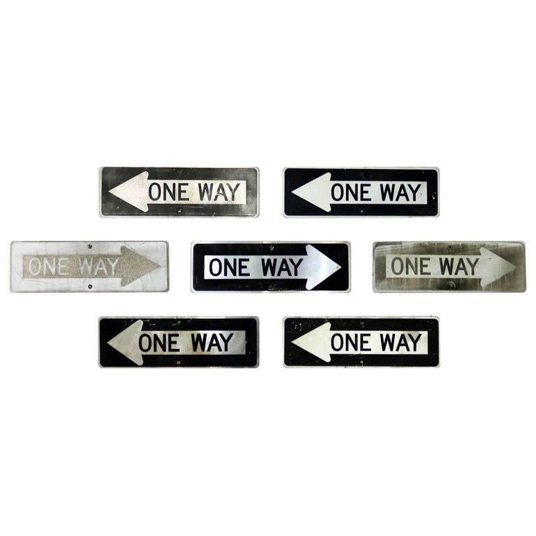 Vintage Metal One Way Arrow Signs at 1stDibs