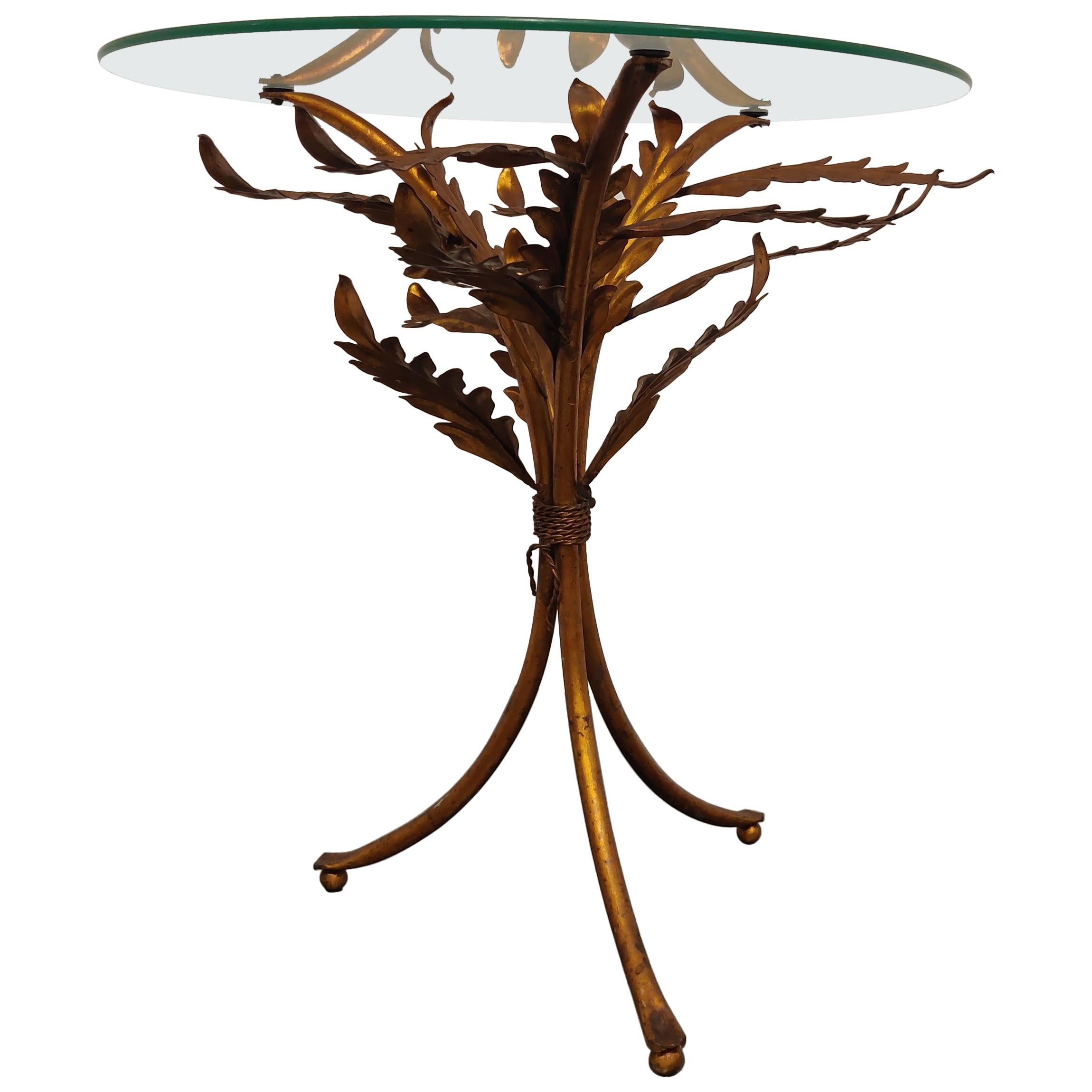 Vintage Gilt Metal Flower Side Table, Italy, 1960s For Sale at 1stDibs