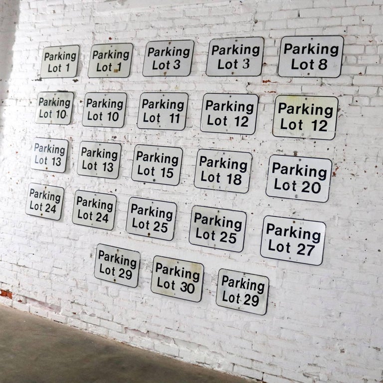 Vintage Metal Parking Lot Number Signs For Sale at 1stDibs