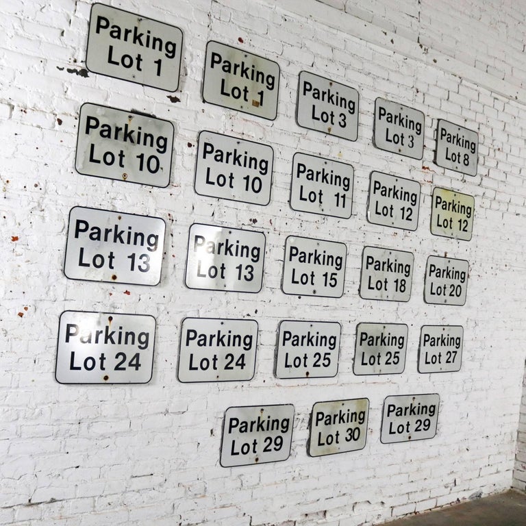 Vintage Metal Parking Lot Number Signs For Sale at 1stDibs