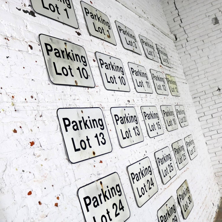 Vintage Metal Parking Lot Number Signs For Sale at 1stDibs