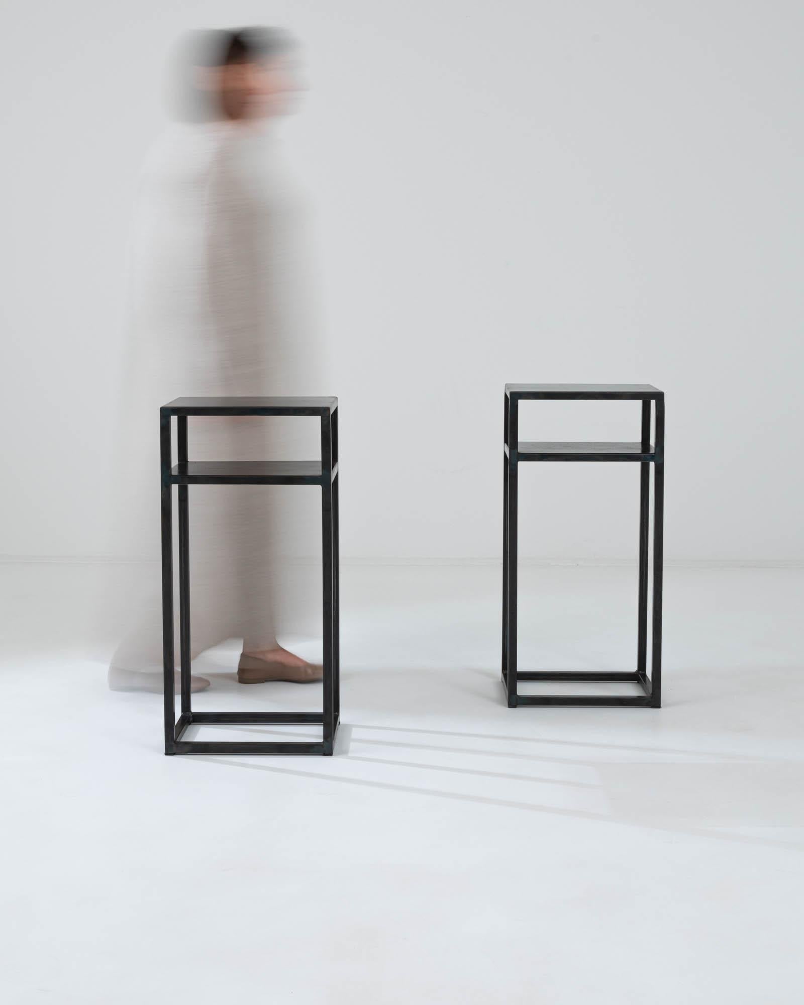 Vintage Metal Pedestals, a Pair For Sale at 1stDibs