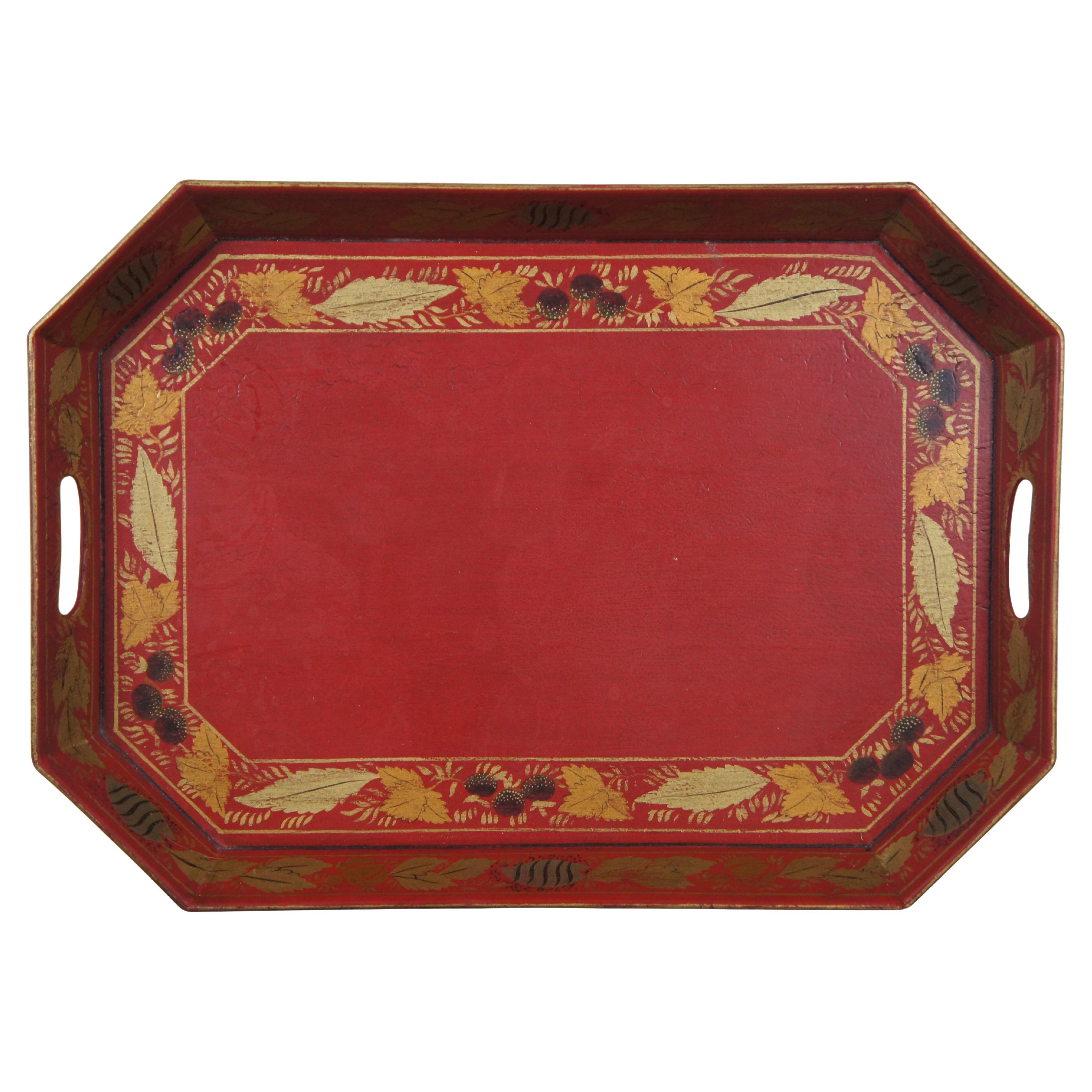 Vintage Hand Painted Tole Tray - 17 For Sale on 1stDibs