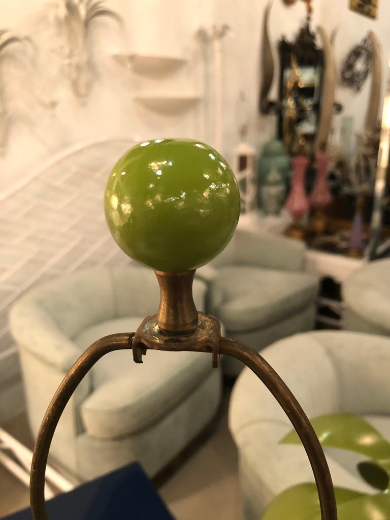 Vintage Metal Tole Palm Tree Leaf Leaves Table Lamps, Pair at 1stDibs