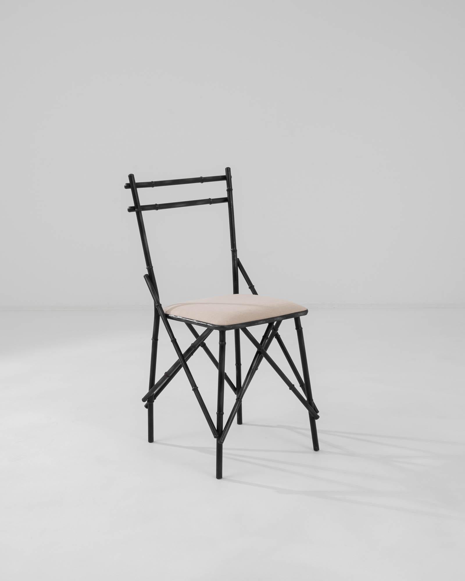 Vintage Metal Upholstered Chair For Sale at 1stDibs