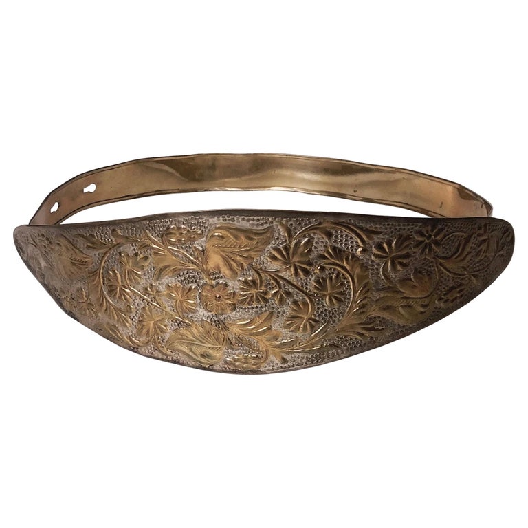 Vintage Metal Waist Belt Indian 70s Flower Floral Brass Copper 1970 For ...