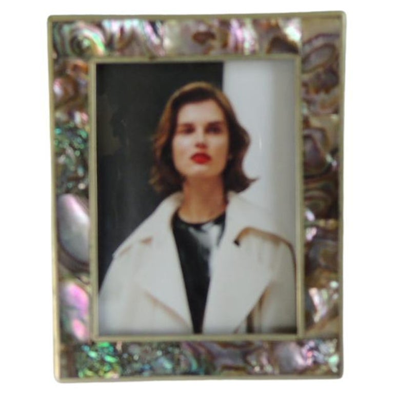 Vintage Mexican Abalone Shell Decorative Picture Frame For Sale at 1stDibs