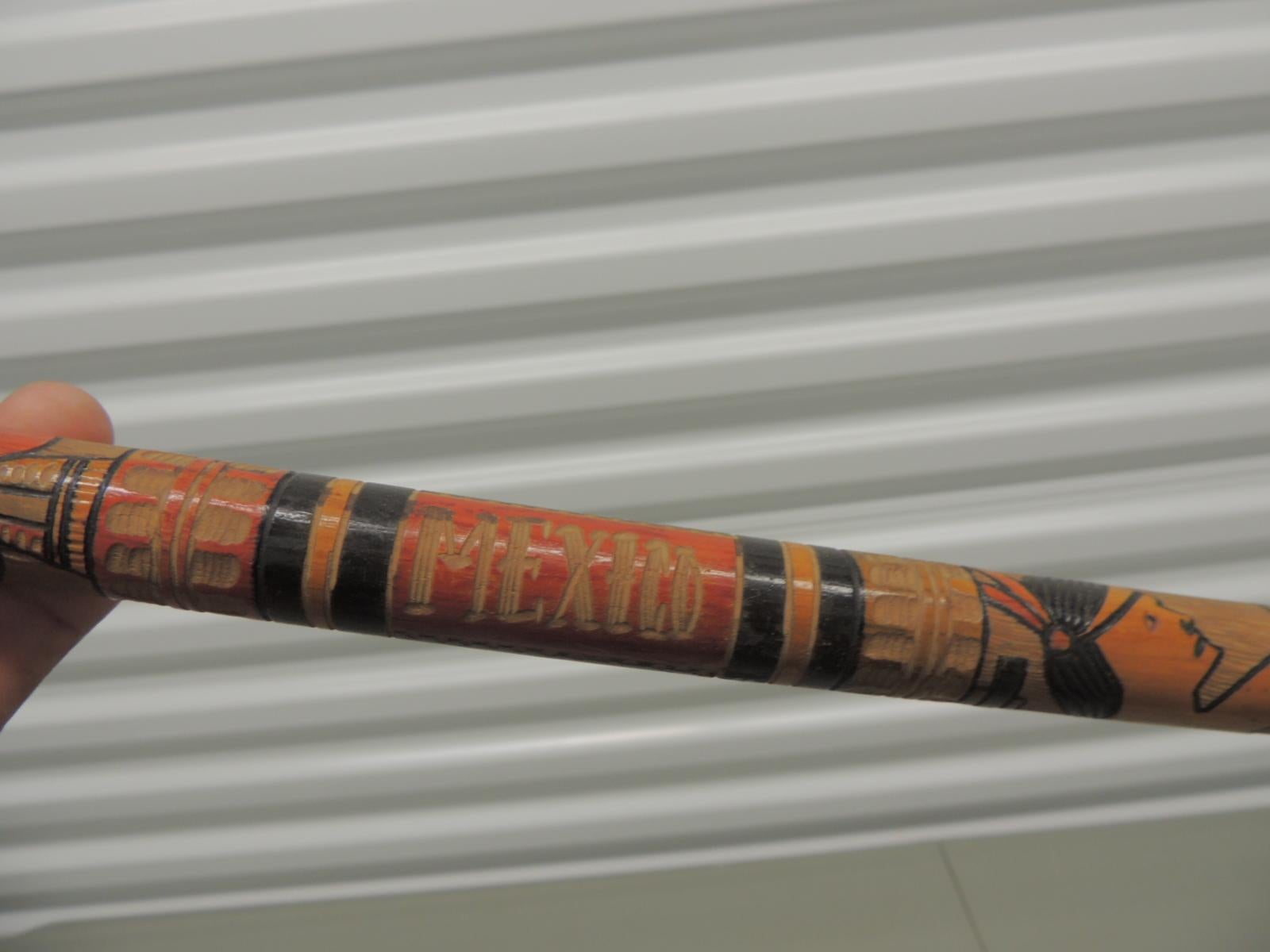 Vintage Mexican Hand Carved and Hand Colored Cane or Walking Stick at ...