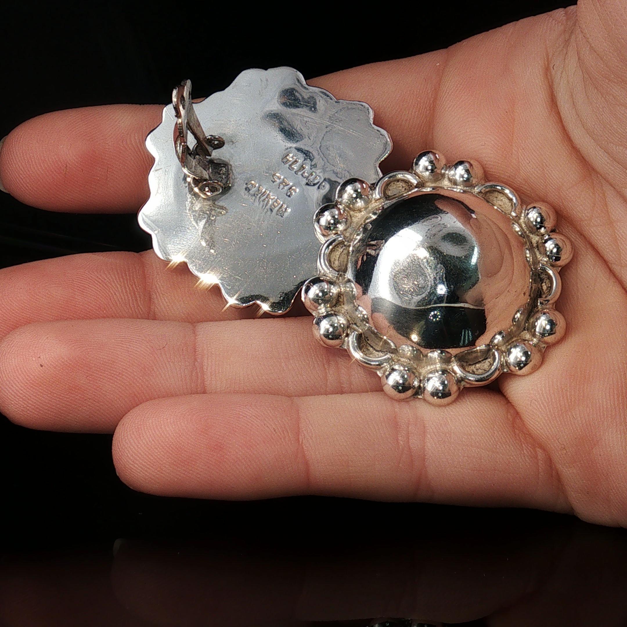 Vintage Mexican Large Sterling Silver Dome Clip Earrings Taxco 925 TM ...