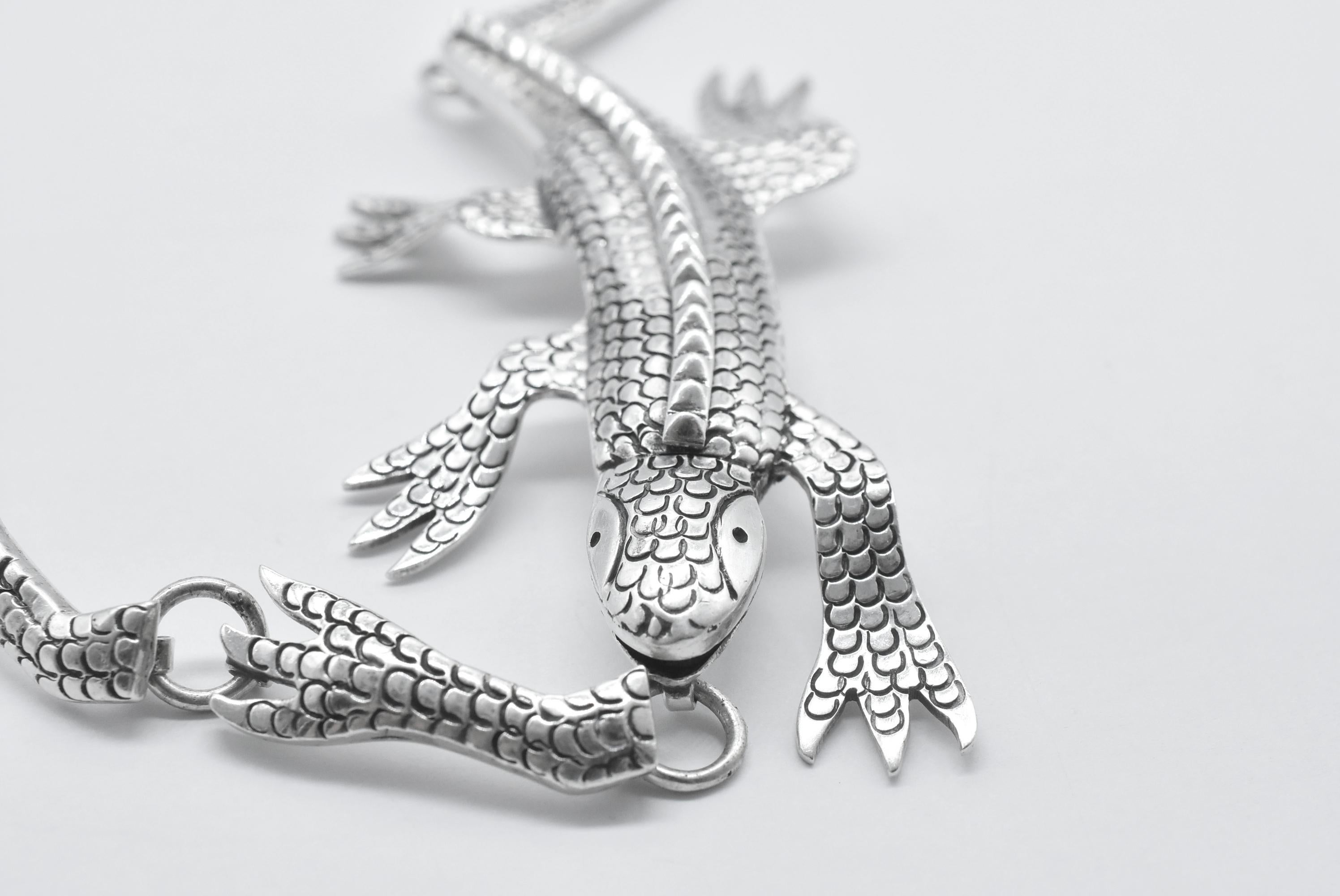 Vintage Mexican Silver Lizard Necklace For Sale at 1stDibs | amenadiel ...