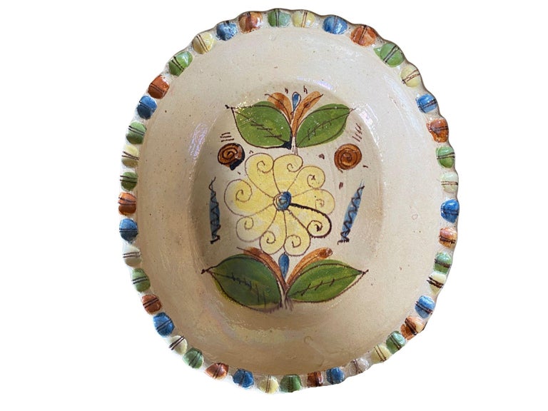 Vintage Mexican Terracotta Platter For Sale at 1stDibs