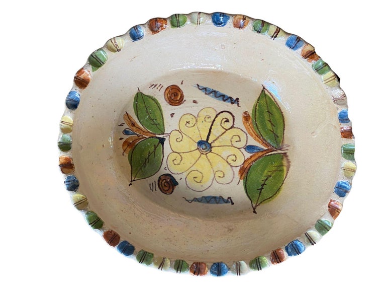 Vintage Mexican Terracotta Platter For Sale at 1stDibs