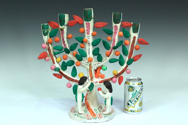 Vintage Mexican Tree of Life Pottery Adam and Eve Candelabra Sculpture ...
