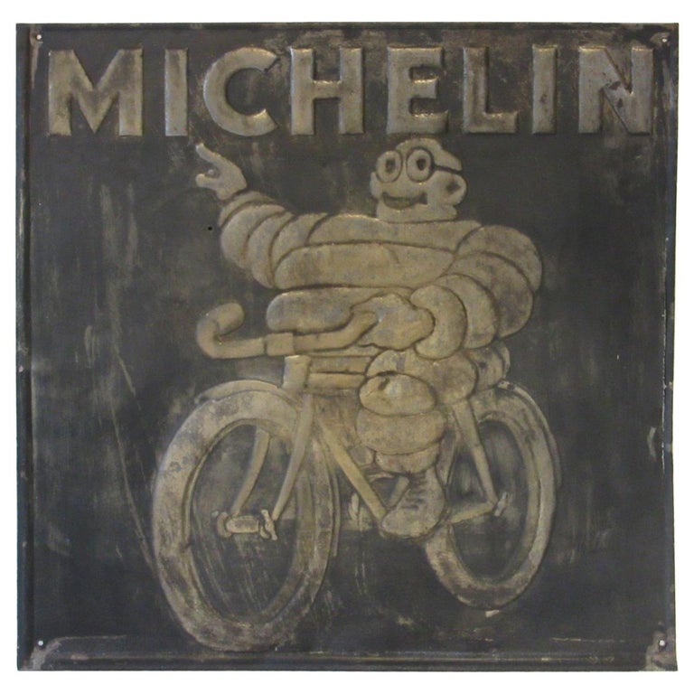 Vintage Michelin Tire Metal Sign at 1stDibs