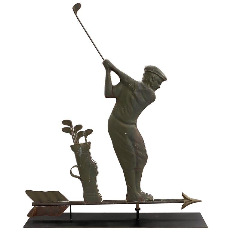 Vintage Mid-20th Century Golfer Weathervane with Great Surface at 1stDibs