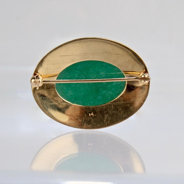 Vintage Midcentury 14 Karat Gold and Jade Brooch or Pin at 1stDibs ...