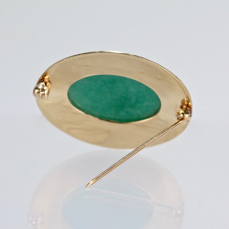 Vintage Midcentury 14 Karat Gold and Jade Brooch or Pin at 1stDibs ...