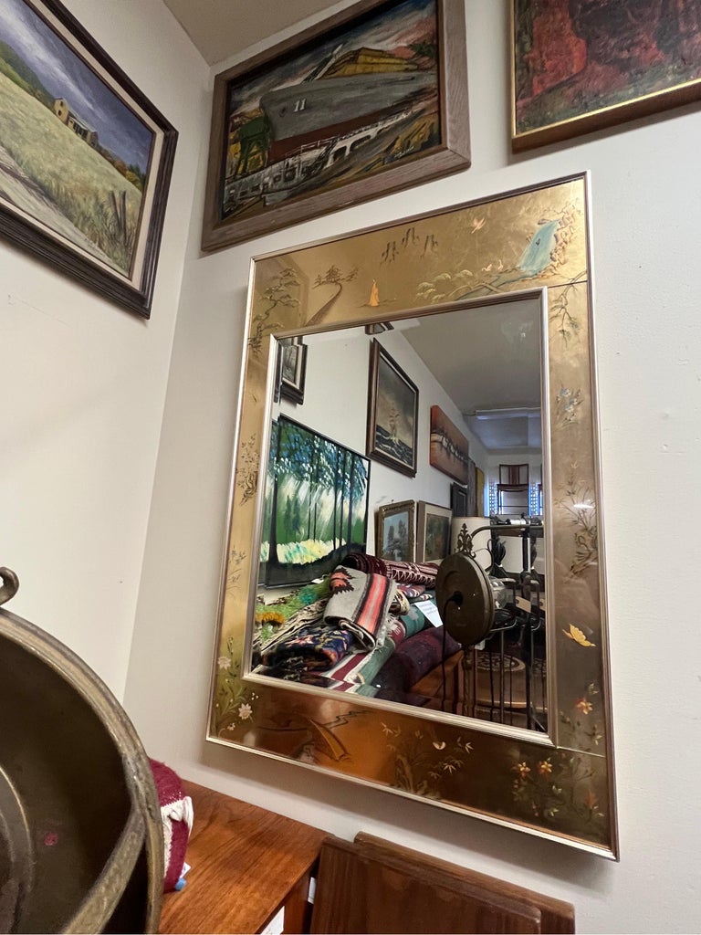 Vintage Mid Century 1979 La Barage Reverse Hand Painted Chinoiserie ...