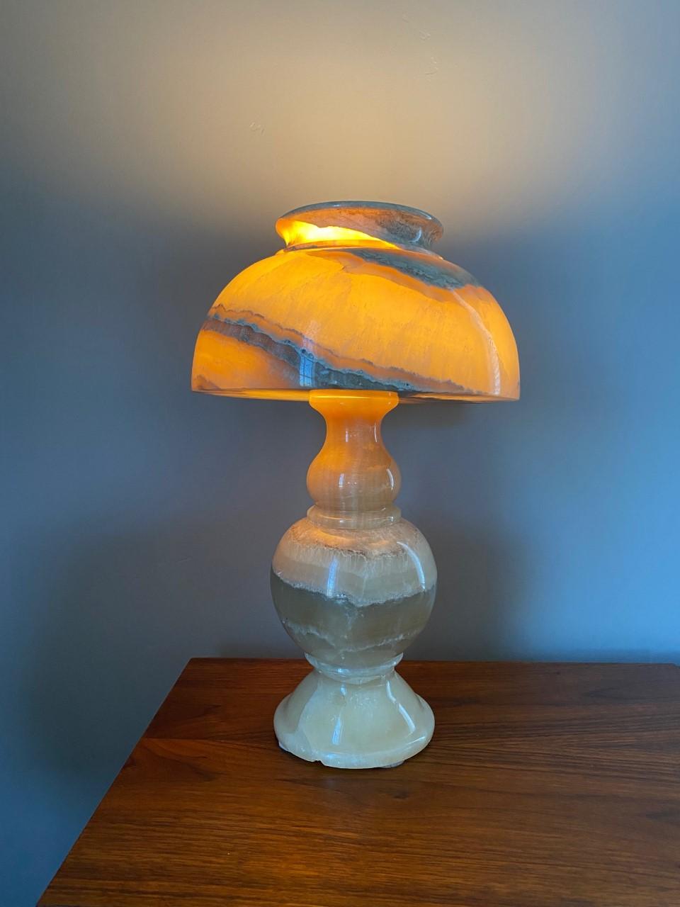 Vintage Mid-Century Alabaster Lamp with Alabaster Shade at 1stDibs ...