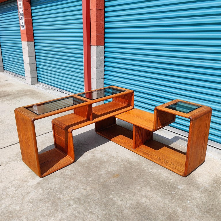 Vintage Midcentury Cerused Oak Modular Media Console and Side Tables ...