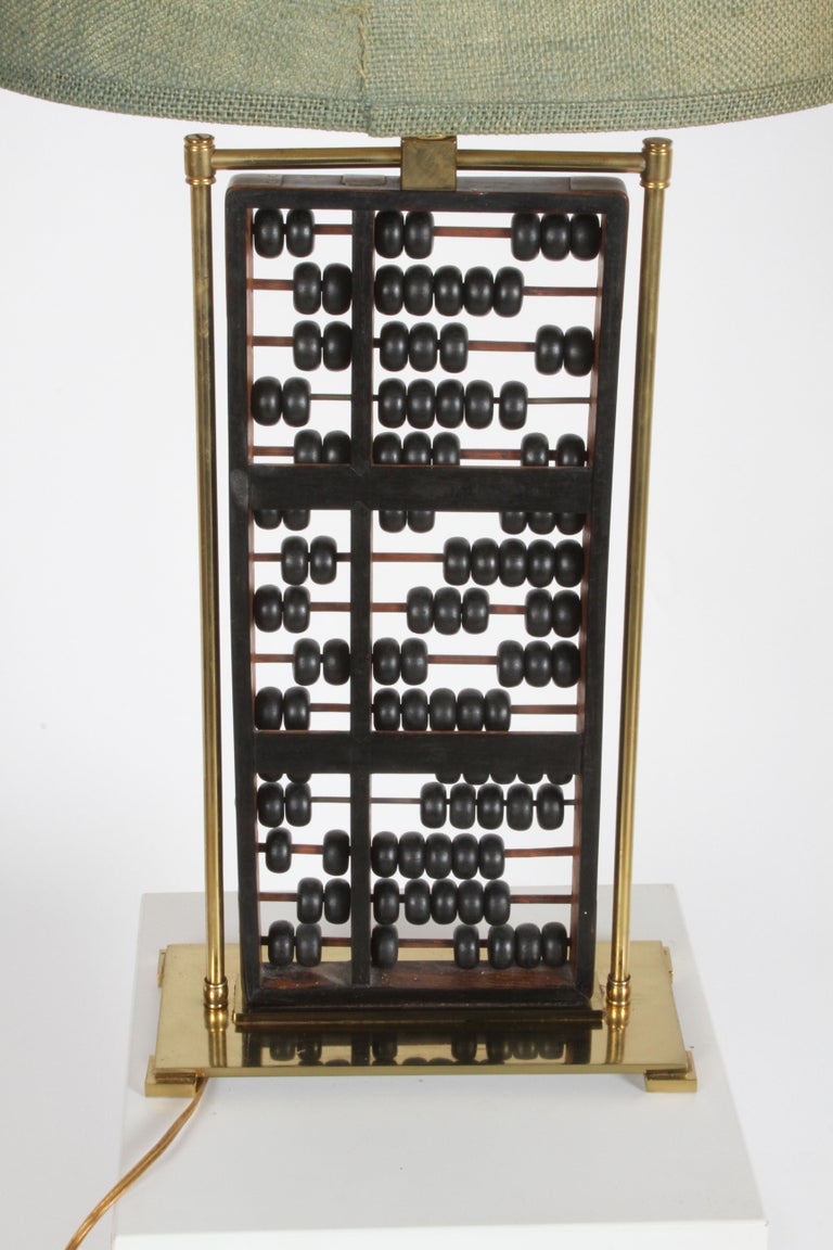Vintage Mid-Century Chinese Abacus Lamp with Brass Frame For Sale at ...