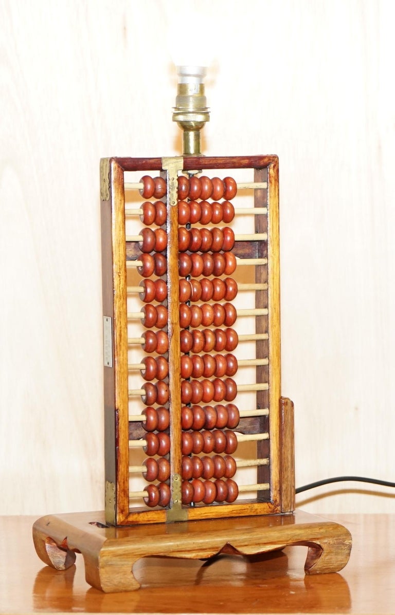 Vintage Midcentury Chinese Hardwood Abacus Lamp Fully Stamped Original ...