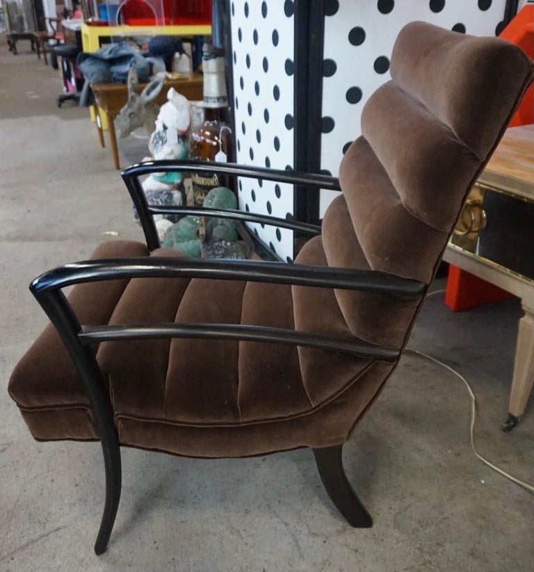 Vintage Midcentury Chocolate Velvet Channeled Modern Channel Lounge ...