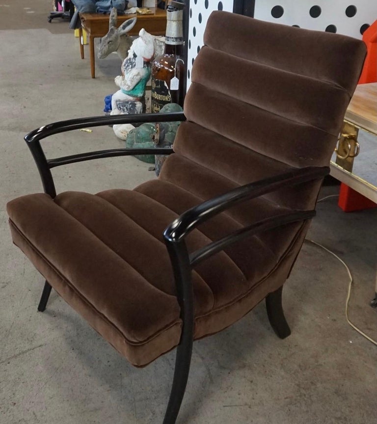 Vintage Midcentury Chocolate Velvet Channeled Modern Channel Lounge ...