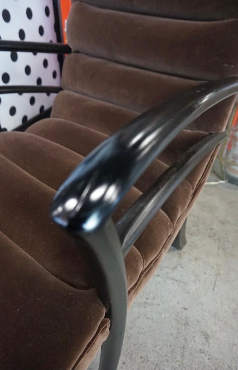 Vintage Midcentury Chocolate Velvet Channeled Modern Channel Lounge ...