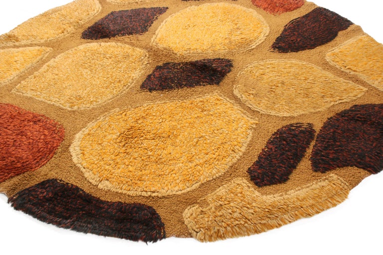 Vintage Midcentury Continental Golden Yellow Wool Circle Rug For Sale ...